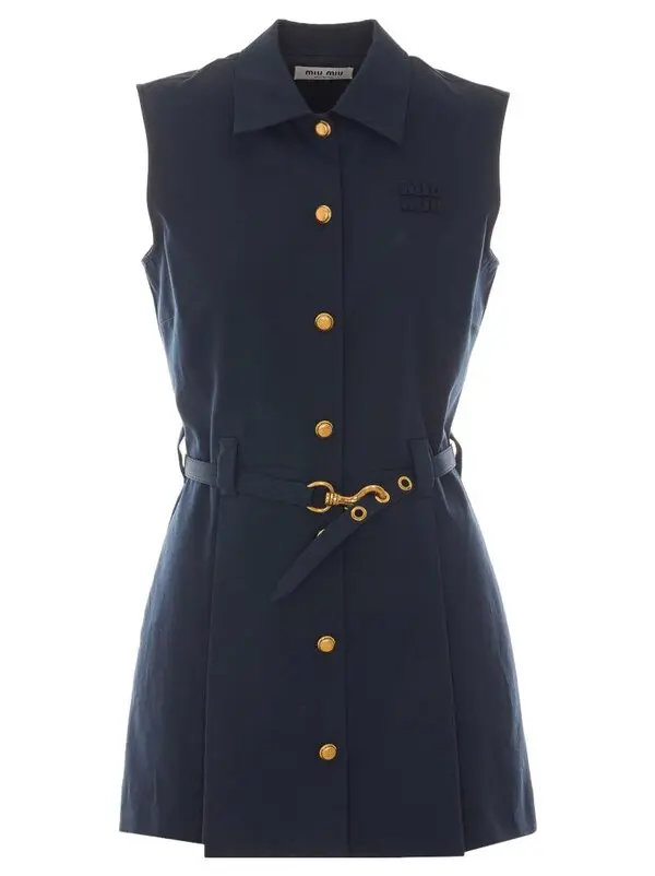 Miu Miu Logo Mini Dress - Blue