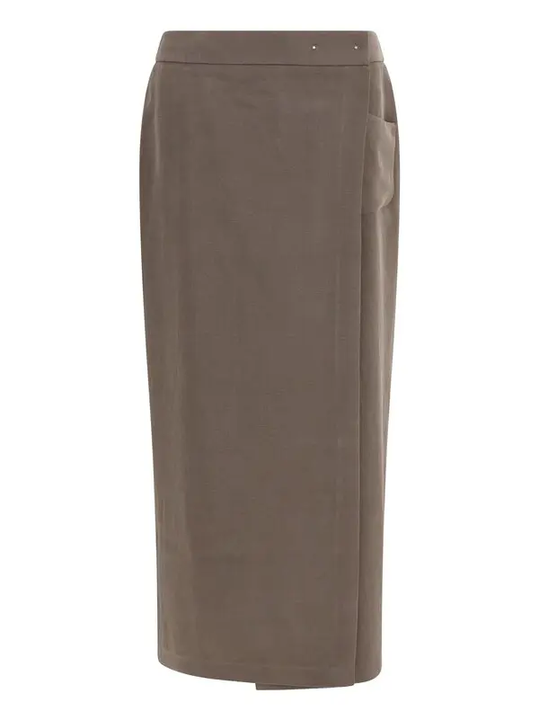Giorgio Armani Silk And Wool Wrap Long Skirt - Brown