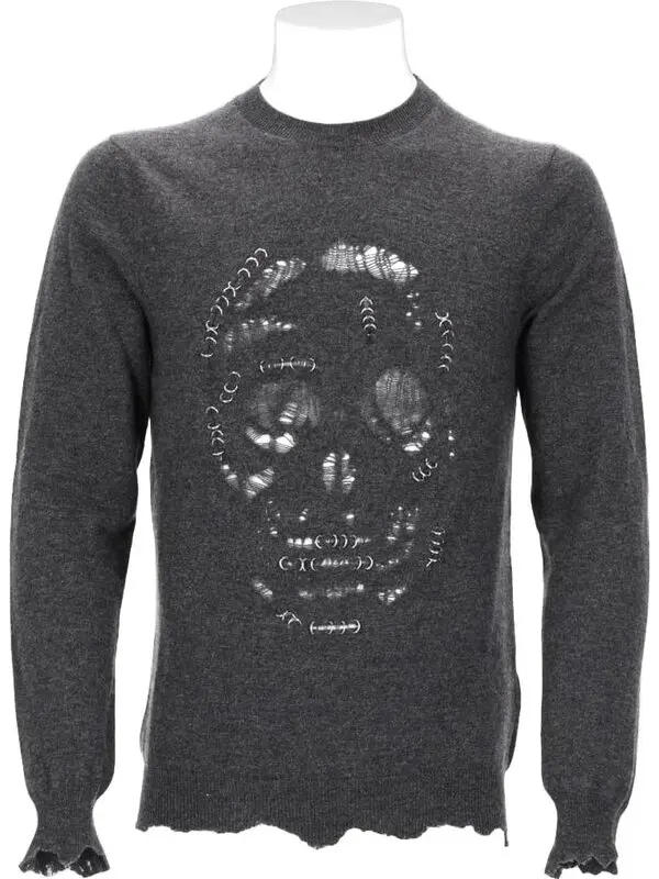 Alexander McQueen Maglia Skull Punk Piercing - Gray