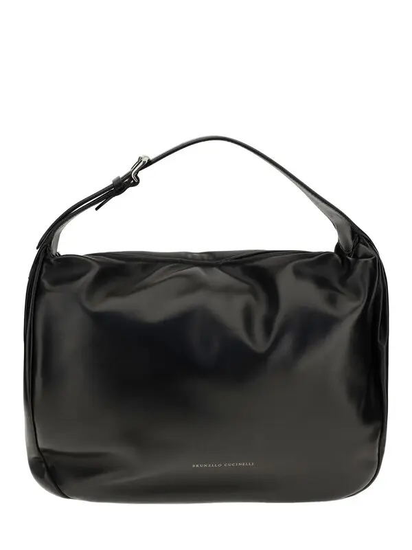Brunello Cucinelli Boule Nappa Leather Shoulder Bag - Black