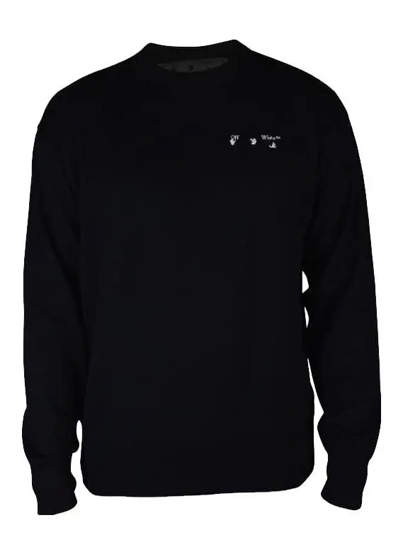 Off-White Cotton Crew Neck Sweater - Black