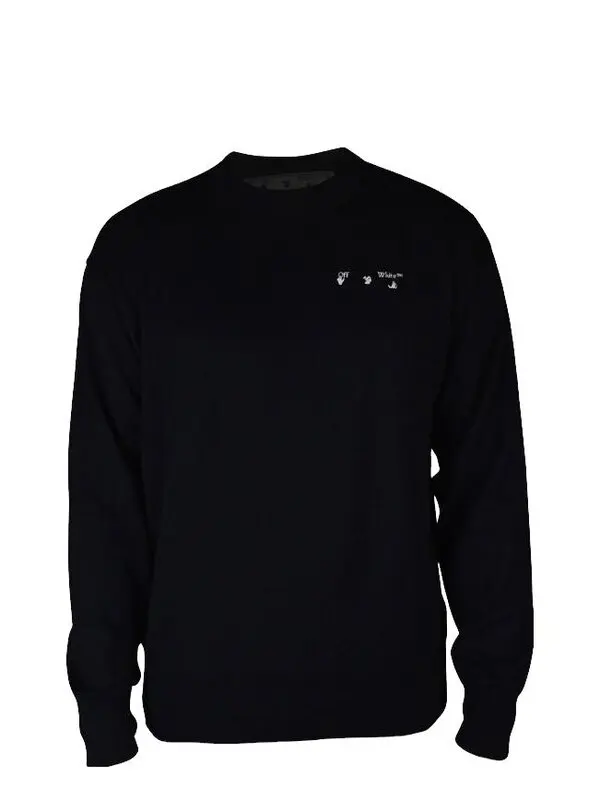 Off-White Cotton Crew Neck Sweater - Black