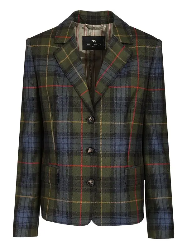 Etro Single-breasted Checked Wool Blazer - Multicolor