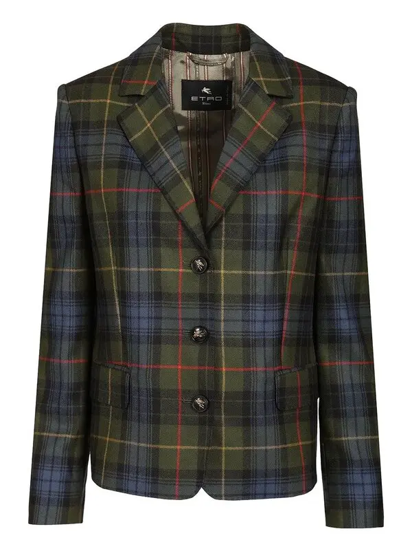 Etro Single-breasted Checked Wool Blazer - Multicolor
