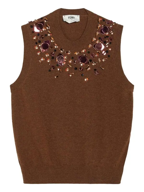 Fendi Rust Wool And Cashmere Gilet - Brown