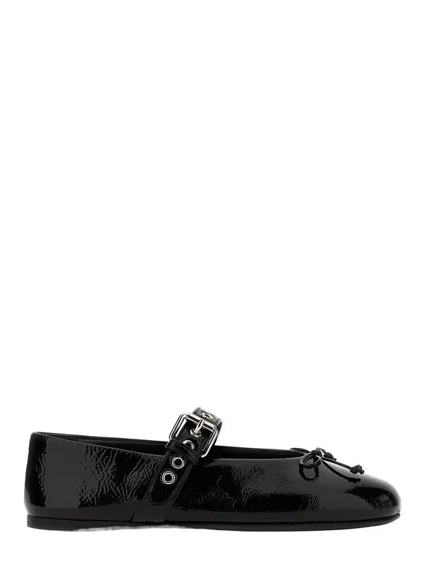 Miu Miu Buckle And Bow Ballet Flats - Black
