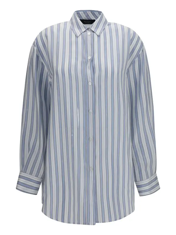 Gucci Baiadera Silk Jacquard Shirt - Blue