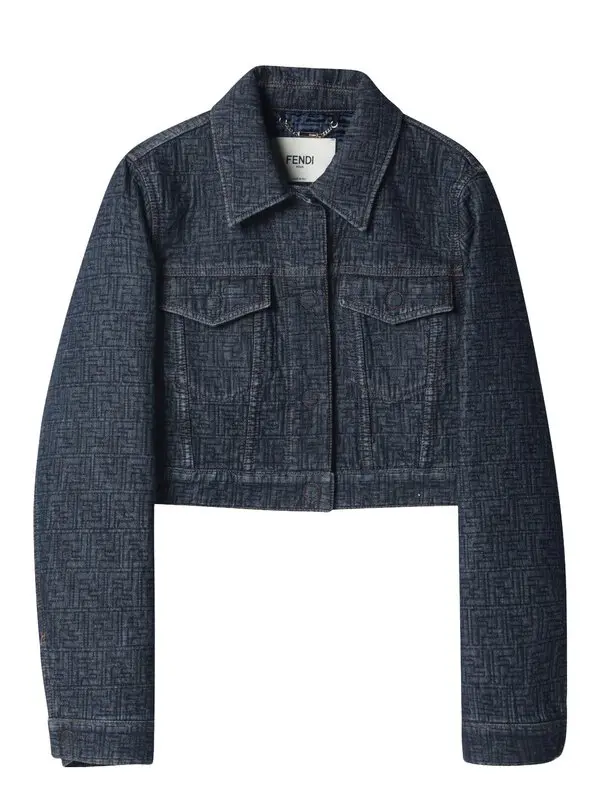 Fendi Ff Cropped Denim Jacket - Blue