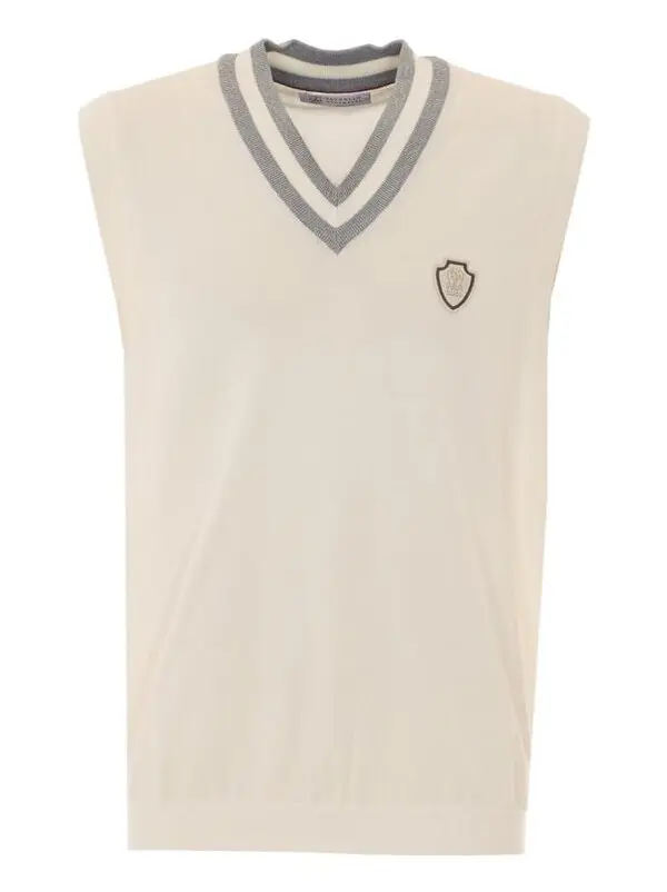 Brunello Cucinelli Knit Logo Vest - White