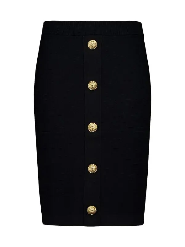Balmain Tweed Pencil Skirt - Black