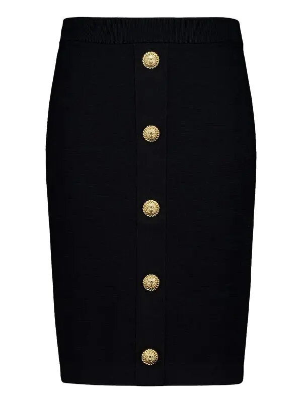 Balmain Tweed Pencil Skirt - Black