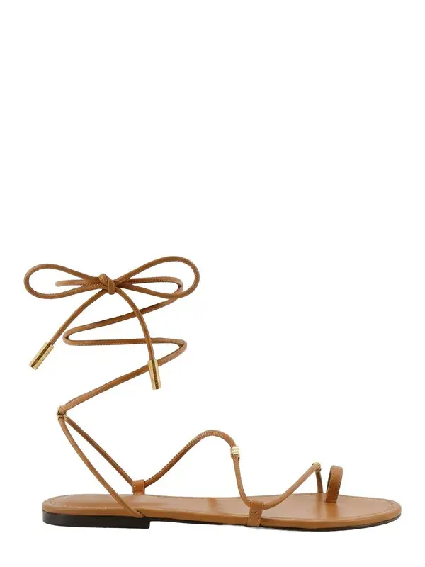 Celine Leather Sandals With Metal Triomphe Logo - Multicolor