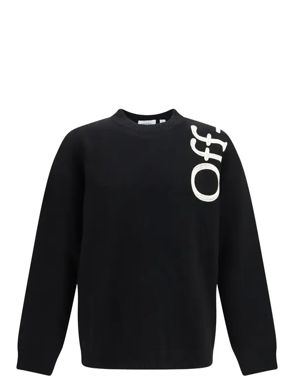 Off-White Vertical Bookish Logo Knit Crewneck - Black