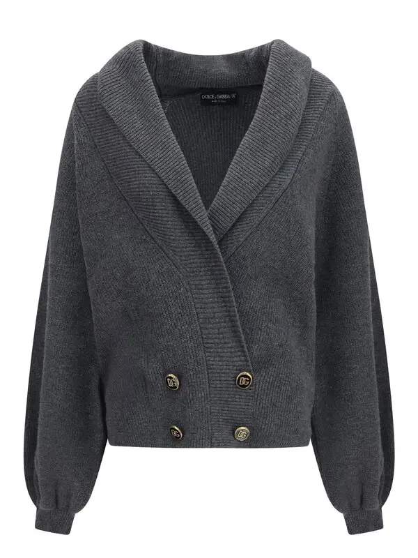 Dolce & Gabbana Cropped Shawl Collar Cardigan - Gray