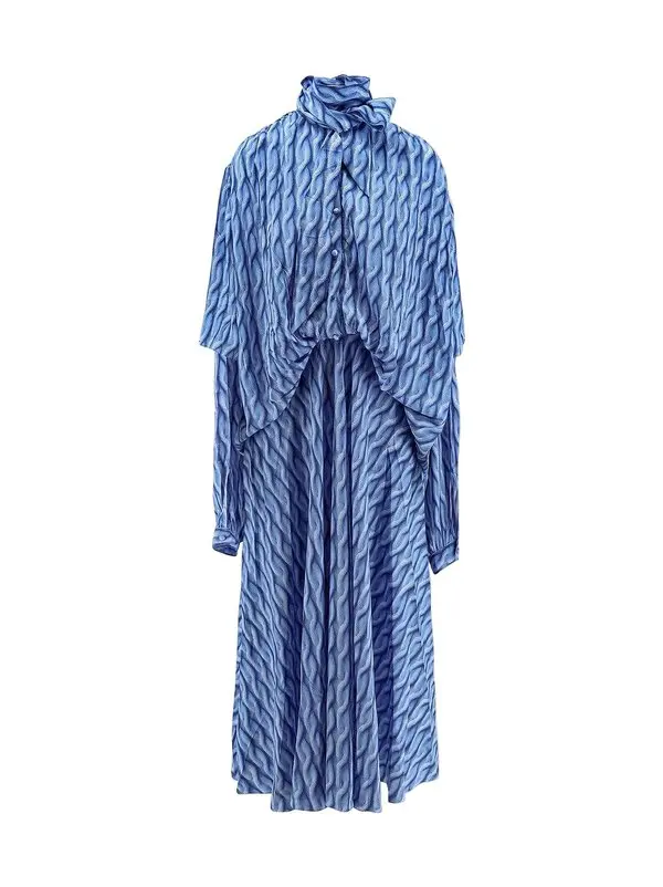 Balenciaga Printed Fabric Long Dress - Blue