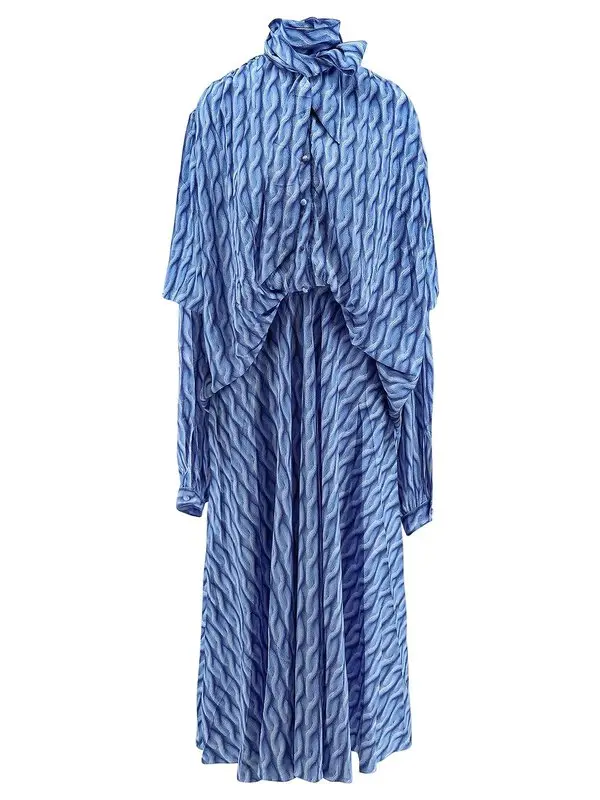 Balenciaga Printed Fabric Long Dress - Blue