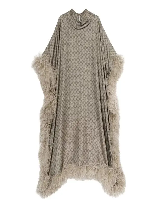 Gucci Long Printed Silk Twill Dress - Brown