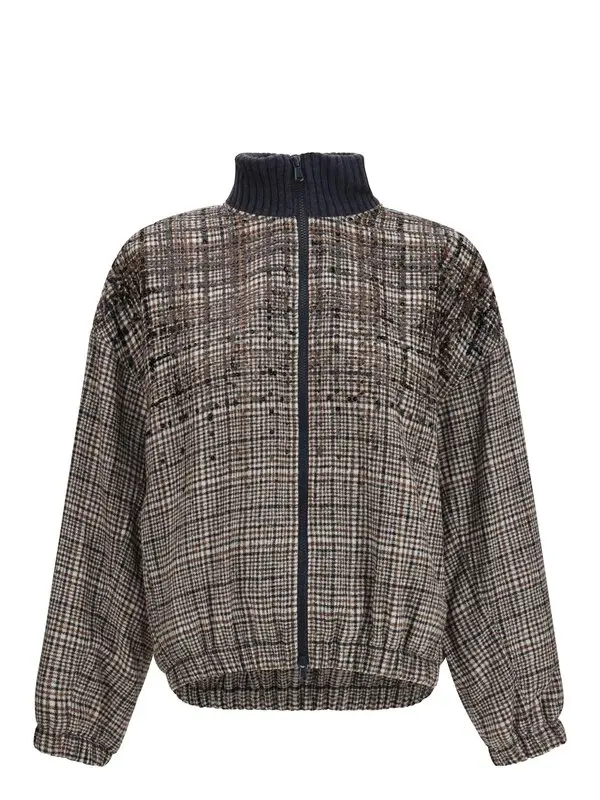 Brunello Cucinelli Padded Jacket With Sequin Details - Cream