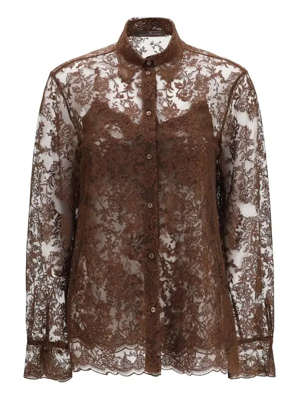 ERMANO SCERVINO Lace Shirt - Brown