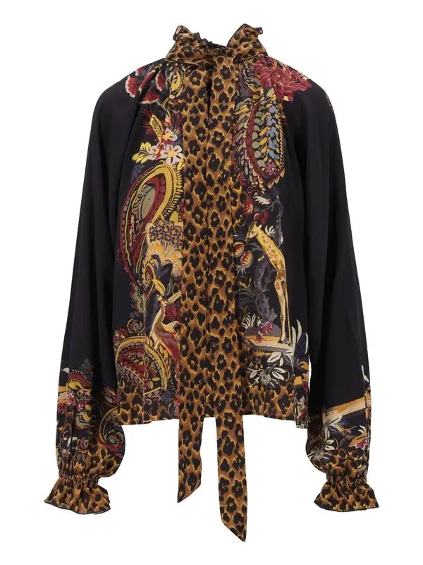 Etro Silk Animal Print Blouse - Multicolor