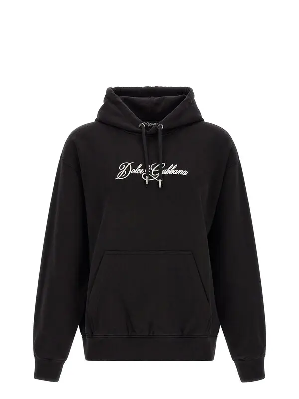Dolce & Gabbana Logo Embroidery Hoodie - Black