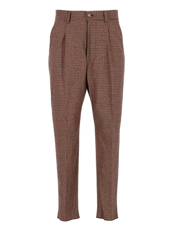 Eleventy Houndstooth Pleated Trousers - Brown
