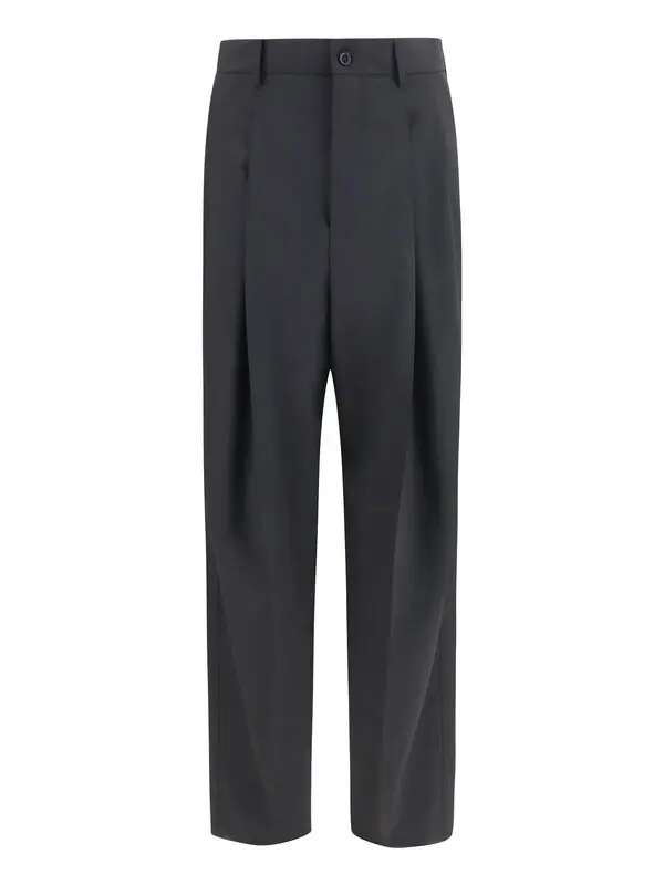 Dolce & Gabbana Wide-leg Wool Blend Tailored Pants - Black