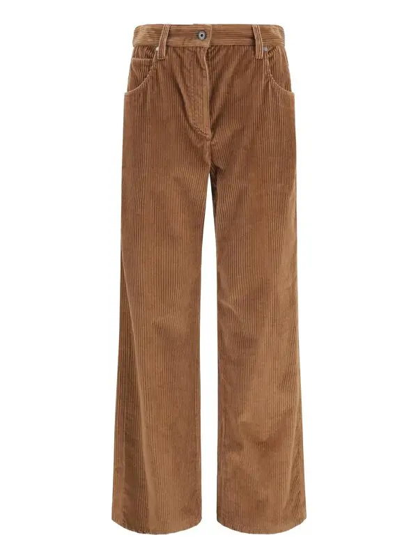 Brunello Cucinelli Straight Velvet Trousers - Brown