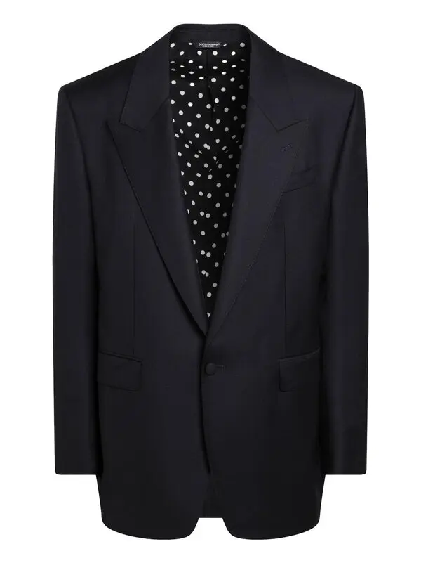 Dolce & Gabbana Dark Navy Wool Single-breasted Jacket - Blue