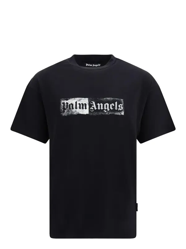 Palm Angels Stamp T-shirt With Logo - Black