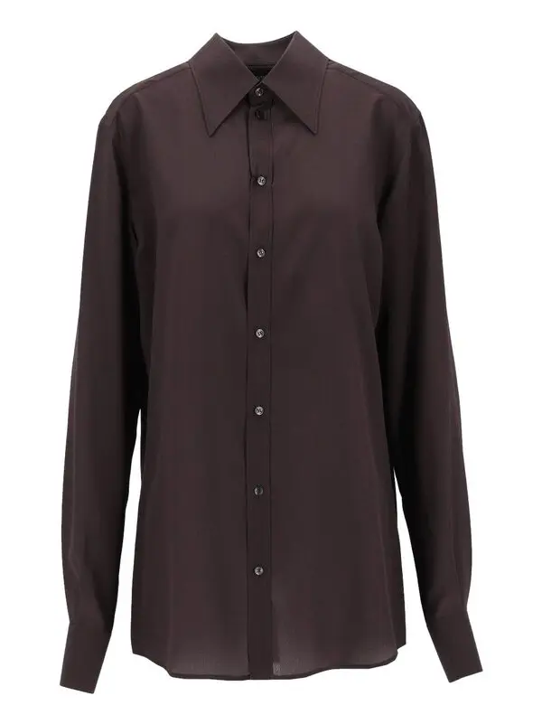 Dolce & Gabbana Shirt In Silk Crêpe De Chine - Brown