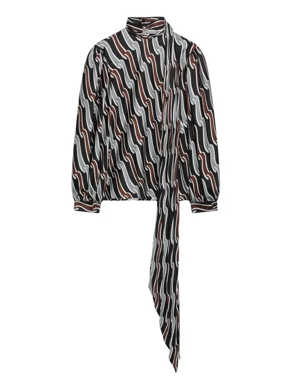 Gucci Printed Silk Twill Blouse - Gray