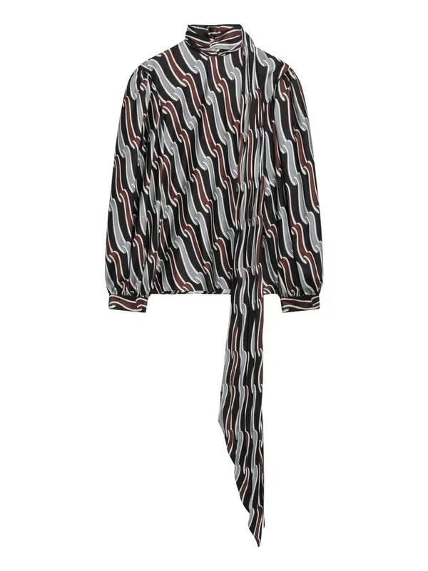 Gucci Printed Silk Twill Blouse - Gray
