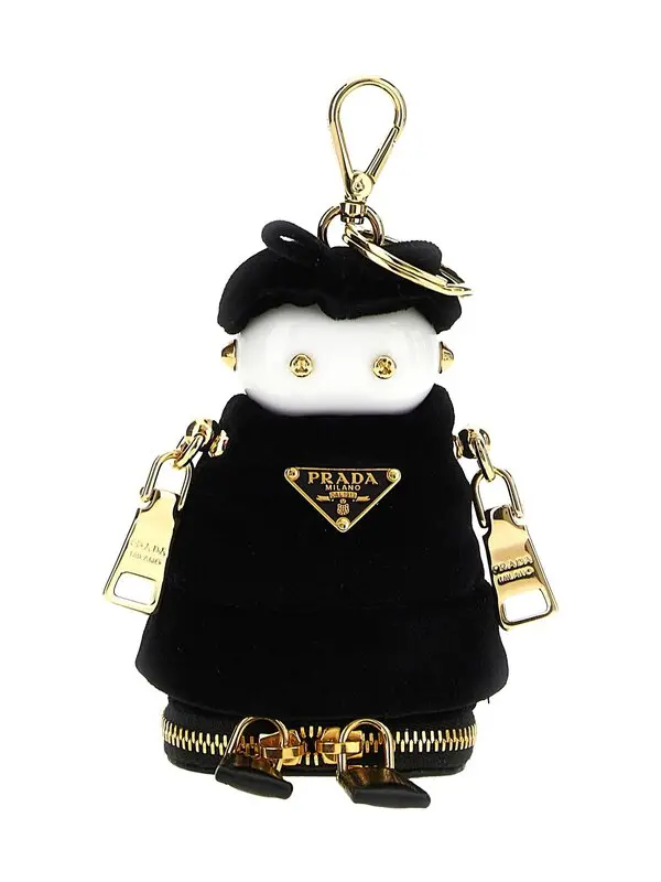 Prada Soft Robot Velvet Bag Pendant - Black
