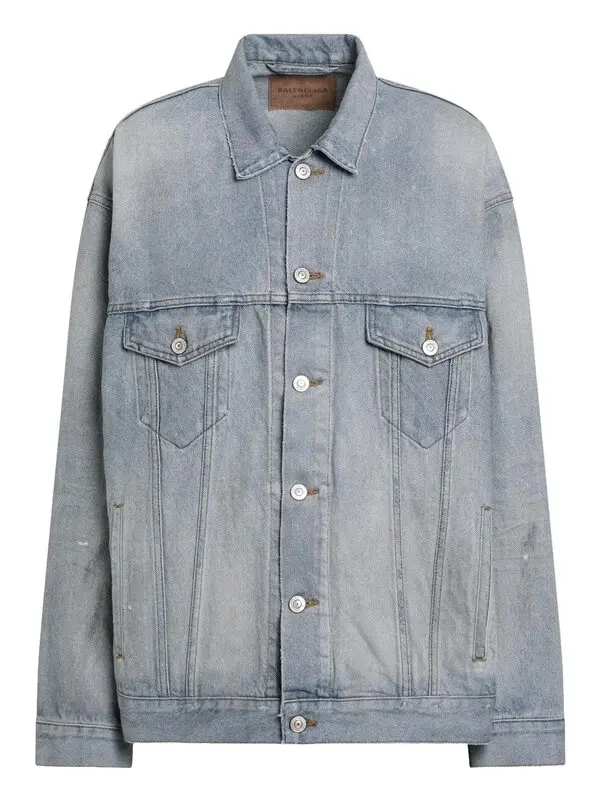 Balenciaga Light Vintage-effect Denim Jacket - Blue