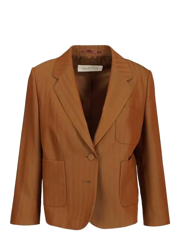Dries Van Noten Short Striped Wool Twill Blazer - Brown