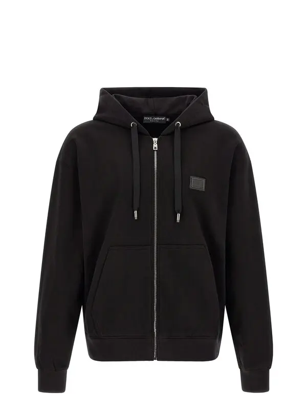 Dolce & Gabbana Logo Plaque Hoodie - Black