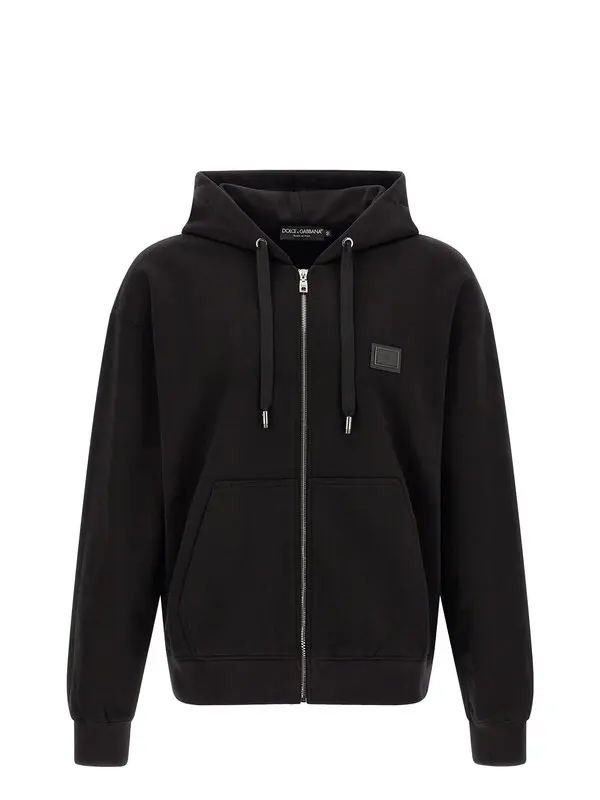 Dolce & Gabbana Logo Plaque Hoodie - Black