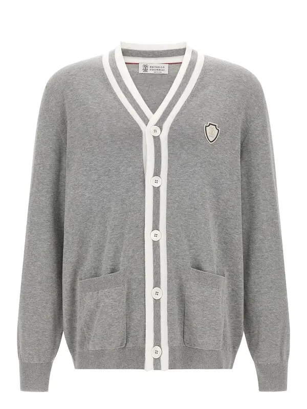 Brunello Cucinelli Heraldic Logo Cardigan - Gray