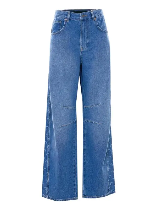 MARINE SERRE Moon Logo Barrel Jeans - Blue