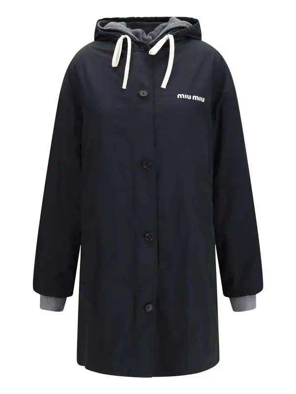 Miu Miu Panama And Fleece Single-breasted Peacoat - Black