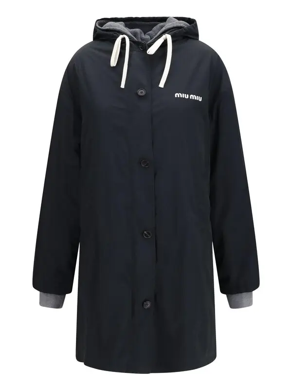 Miu Miu Panama And Fleece Single-breasted Peacoat - Black