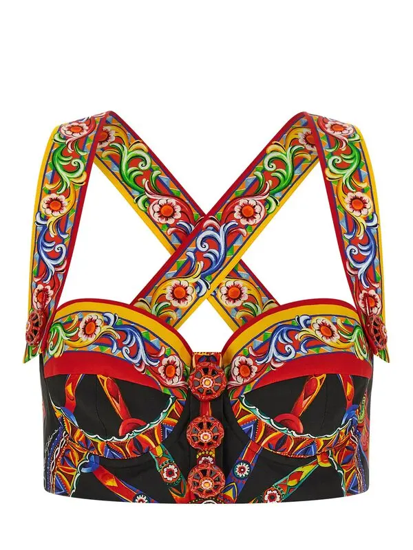 Dolce & Gabbana Carretto' Bustier Top - Multicolor