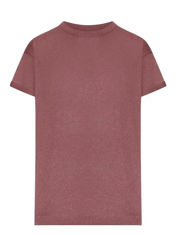Brunello Cucinelli Cashmere And Silk Lurex T-shirt - Brown