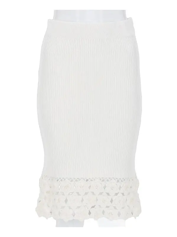 GANNI Crochet Trimmed Slim Fit Skirt - White