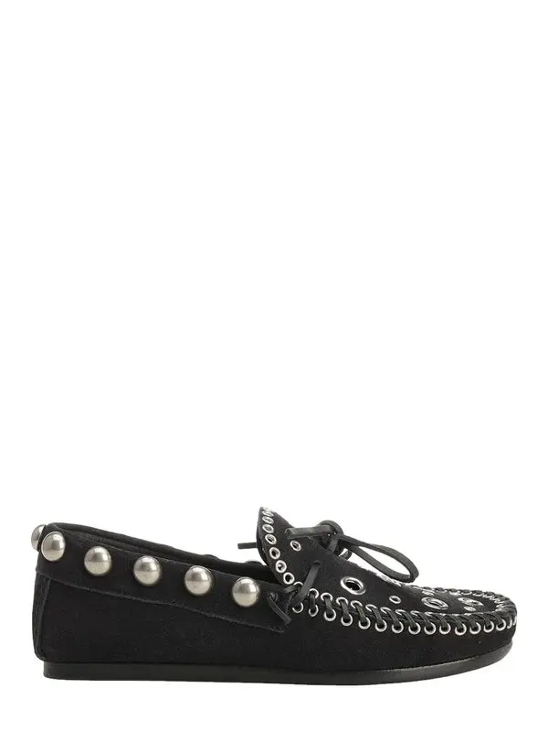 Isabel Marant Étoile Suede Eyelets Moccasin - Black