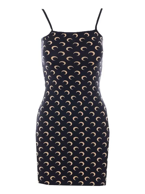 MARINE SERRE Moon Print Straps Dress - Black