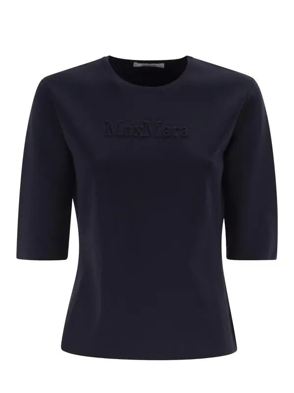 Max Mara Short-sleeved Embroidered Logo Top - Blue