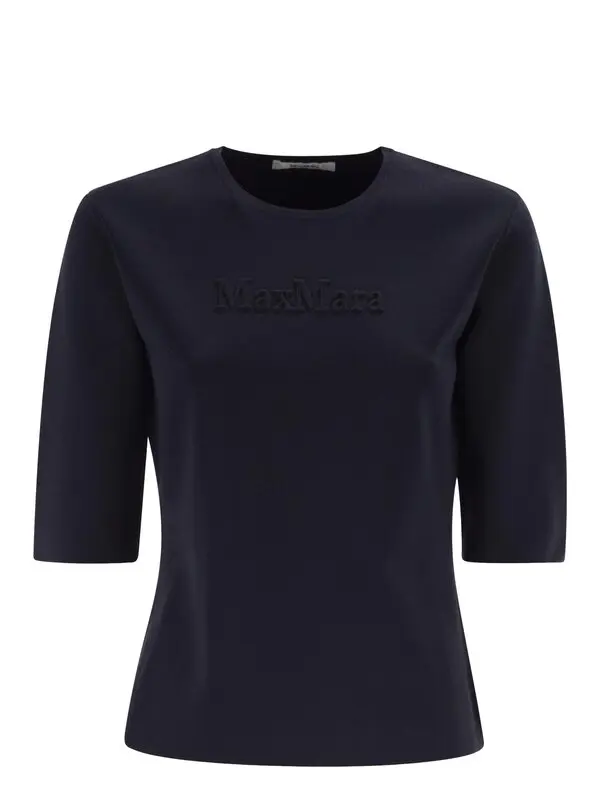 Max Mara Short-sleeved Embroidered Logo Top - Blue