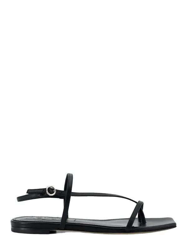AeydĒ Ella Flat Leather Sandals - Black